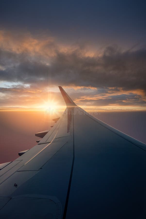 Beautiful View of Sunset and Clouds from Inside Window Aircraft Stock ...