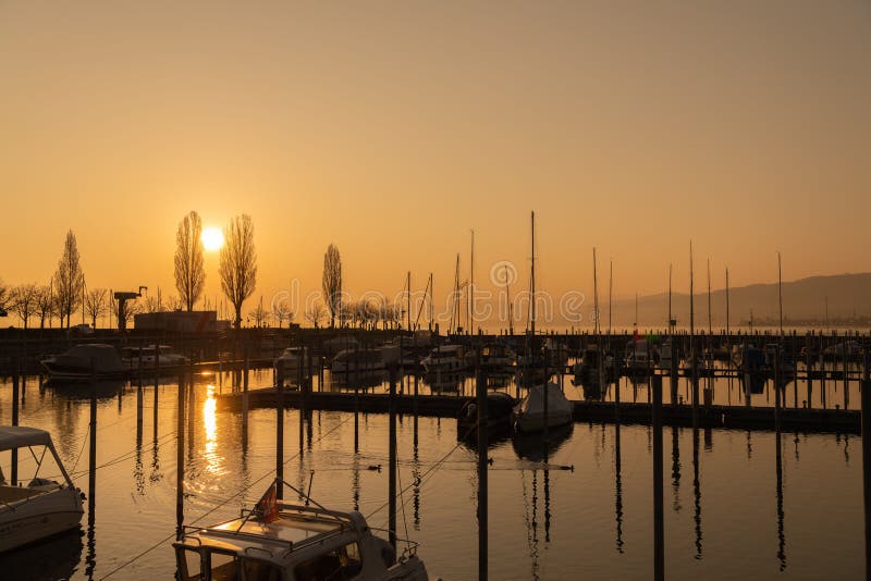 Beautiful View of a Sunset and Harbour Stock Photo - Image of view ...