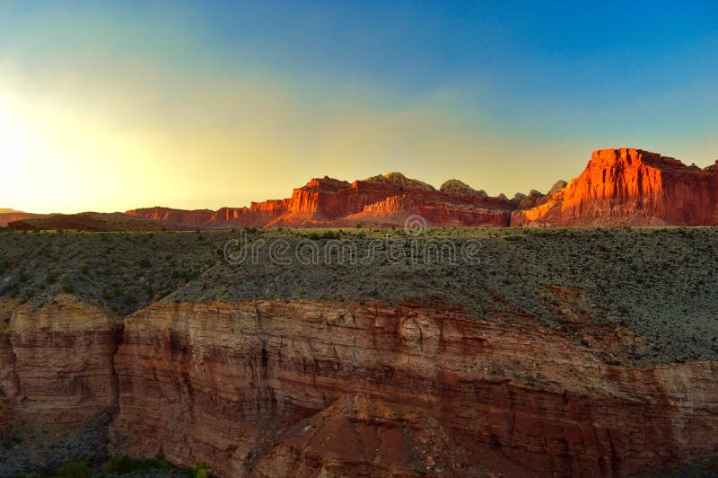 Sunset Capitol Reef National Park At Panorama Point Stock Photo - Image ...
