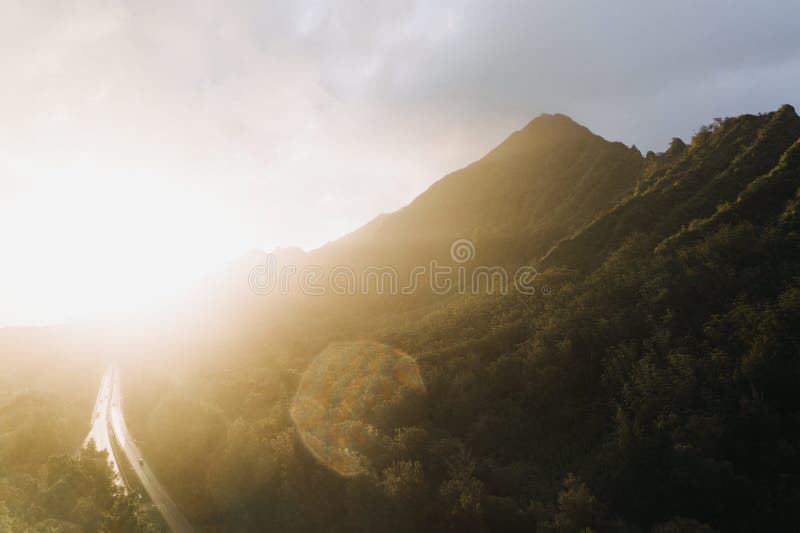Beautiful View of Sunset in the Valley Road Stock Image - Image of ...