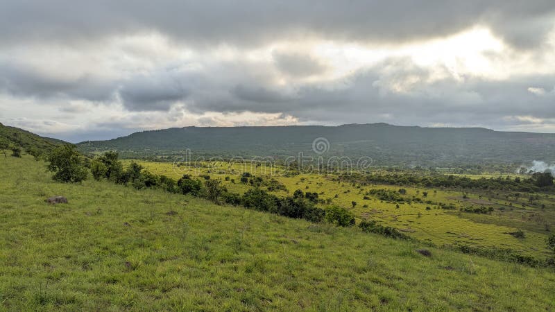 Beautiful View from the Top of Mountain Viewing Grassland Stock Image ...