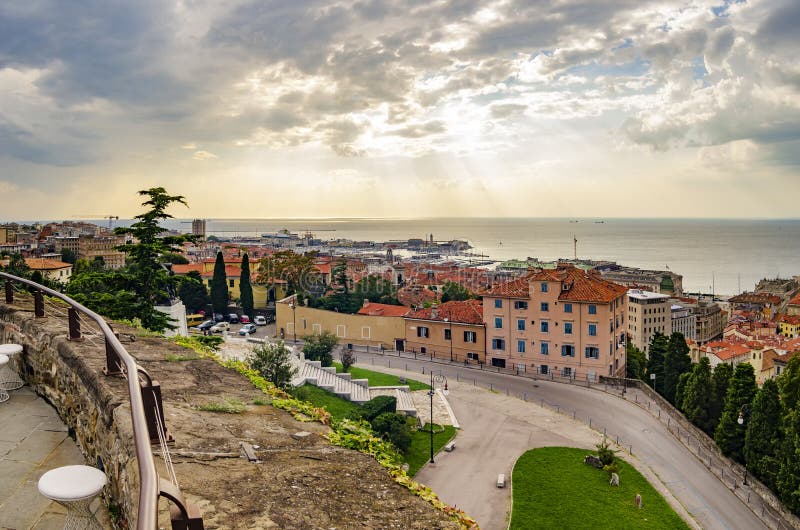 The Old Town Of Trieste, Italy From Above Stock Photo - Image of light ...