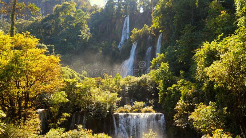 View of Valley with Powerful Amazing Cascading Waterfall, Asia ...