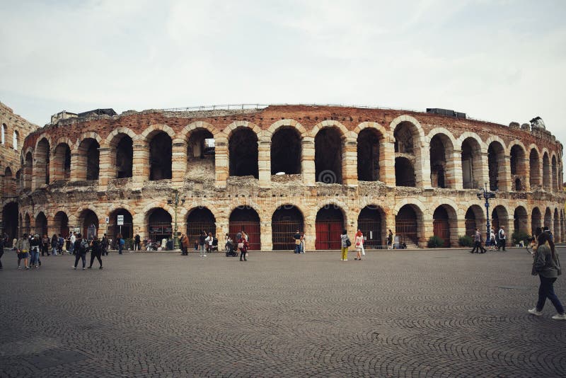 Beautiful View of the Verona Arena with a Cloudy Sky Background ...