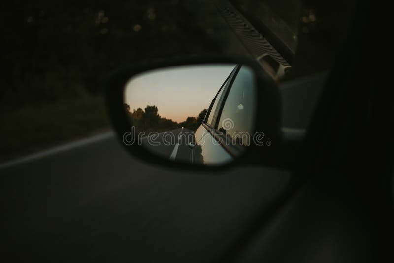 Beautiful View Visible from a Car Side Mirror Stock Photo - Image of ...