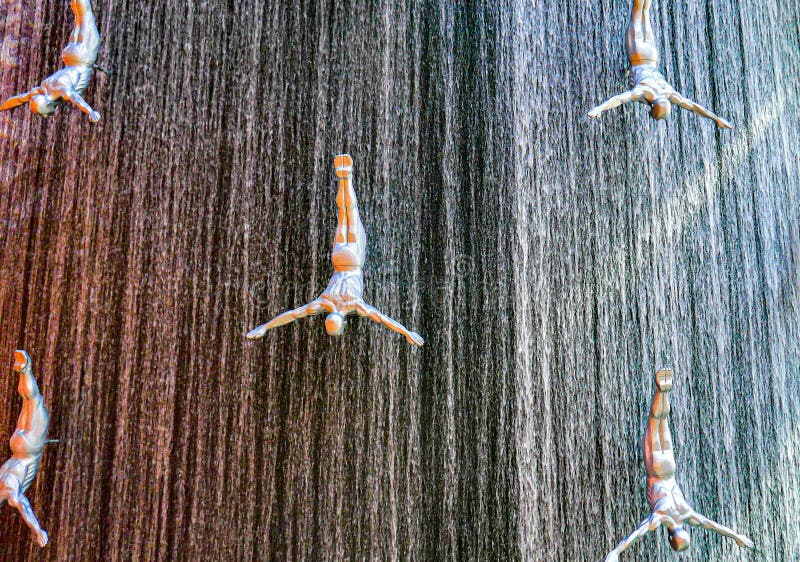 Beautiful View of the Waterfall with Human in the Dubai Mall, UAE ...