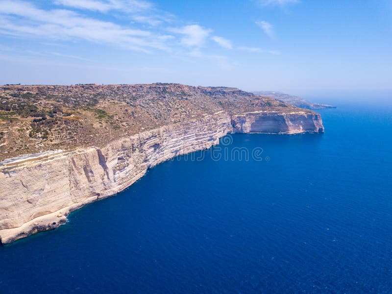 White Steep Cliffs on the Island of Malta. Stock Photo - Image of arch ...