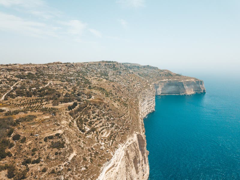 White Steep Cliffs on the Island of Malta. Stock Photo - Image of ...