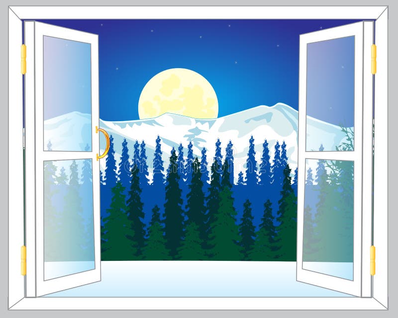 Beautiful view from window stock illustration. Illustration of wood ...