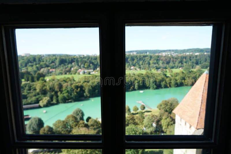Beautiful View from the Window at the River and Surrounding Greenery ...