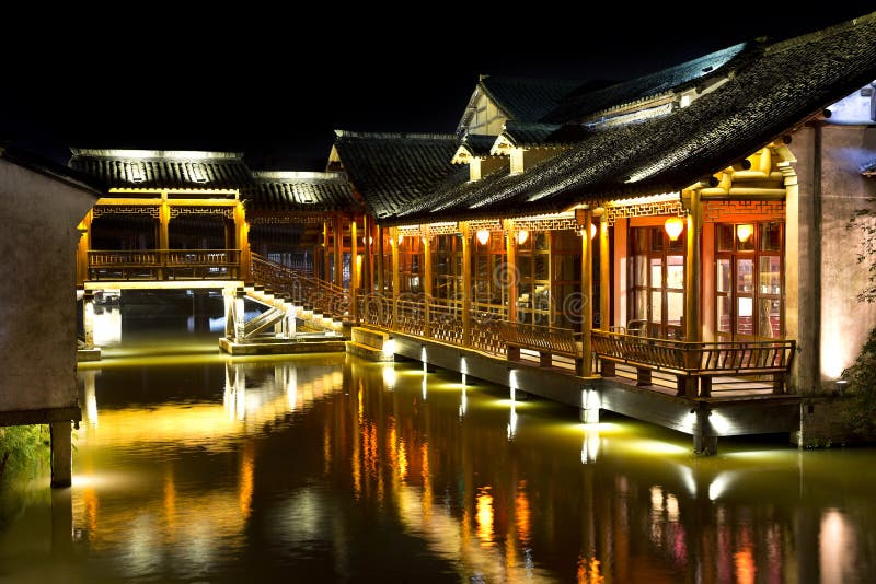 Wuzhen, China stock image. Image of night, ancient, house - 36085609