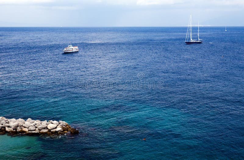 Beautiful View of Yacht and Boat by Capri Island Stock Image - Image of ...