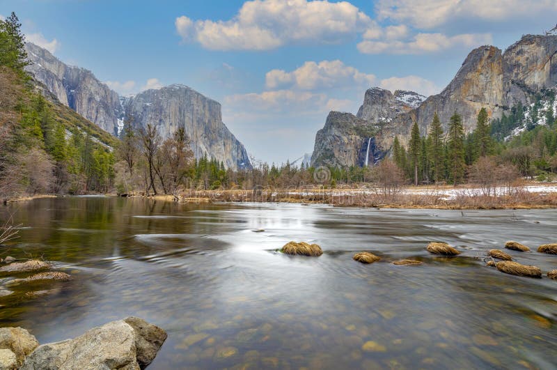 Beautiful View in Yosemite Valley with Half Dome and El Capitan from ...