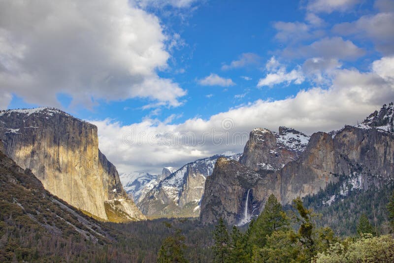 Beautiful View in Yosemite Valley with Half Dome and El Capitan Stock ...
