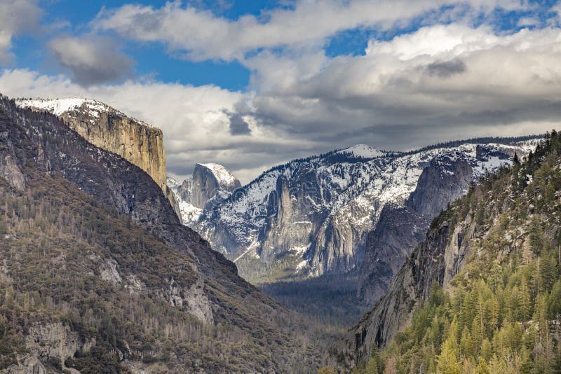 Beautiful View in Yosemite Valley with Half Dome and El Capitan Stock ...