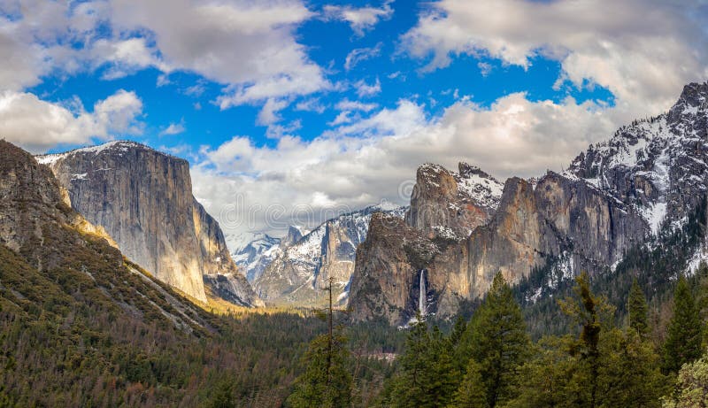Beautiful View in Yosemite Valley with Half Dome and El Capitan Stock ...