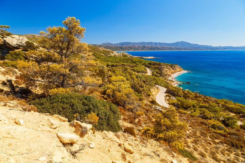 Beautiful Views of the Coast of Island of Rhodes Greece Stock Photo ...