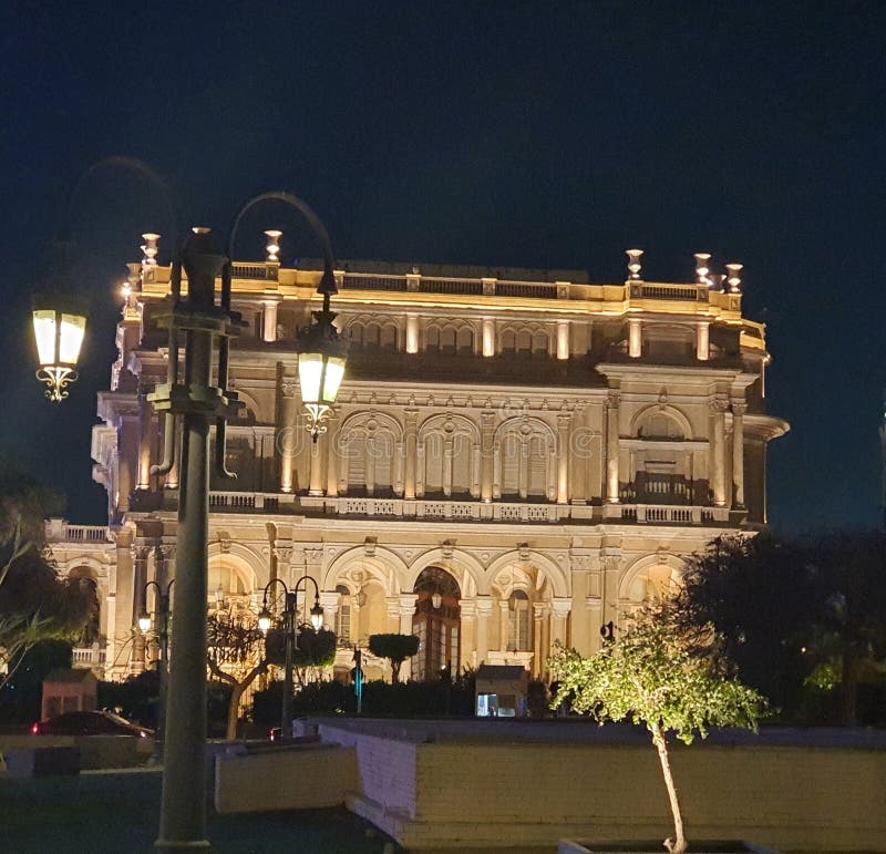 Beautiful Villa in Cairo with Night Lights Reflection Stock Image ...