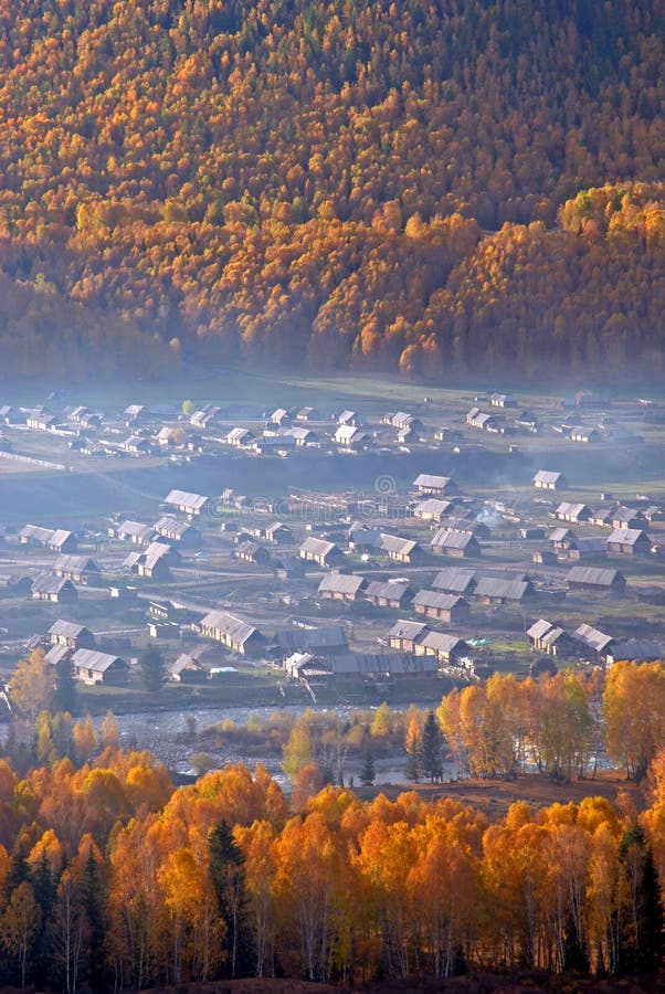 Beautiful Village stock image. Image of sunrise, forest - 11630413