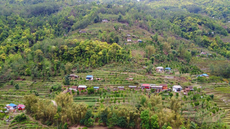 Beautiful Village of Nepal with Forest Stock Image - Image of bridge ...