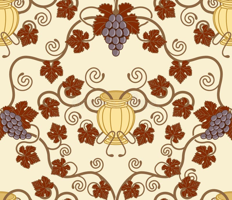 Vine Leaf Pattern in Fall Colors Stock Illustration - Illustration of ...