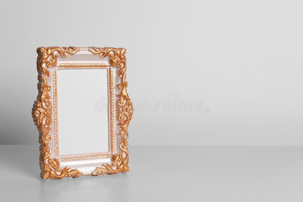 Beautiful Vintage Empty Frame on White Table, Space for Text Stock ...