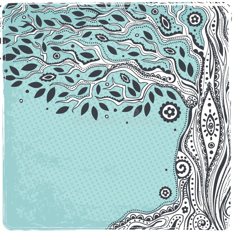 Beautiful Vintage Hand Drawn Tree of Life Stock Vector - Illustration ...