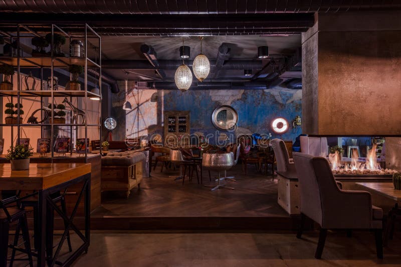 Beautiful Vintage Interior Design of a Cafe Stock Image - Image of ...