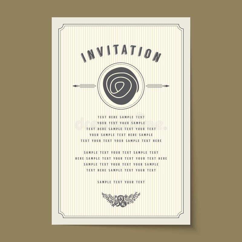 Beautiful Vintage Invitation Cards Layout Stock Vector - Illustration ...