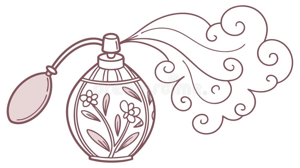 A Beautiful Vintage Perfume Atomizer with a Floral Pattern, Vector ...