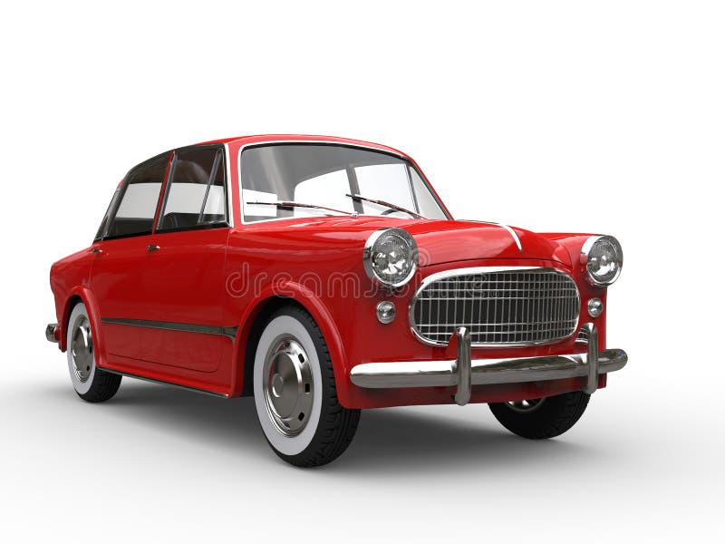 Beautiful Vintage Red Compact Car with White Wall Tires Stock ...