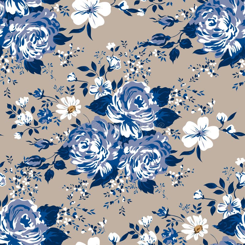 Cute Vintage Rose Pattern. Vector Illustration Stock Vector ...