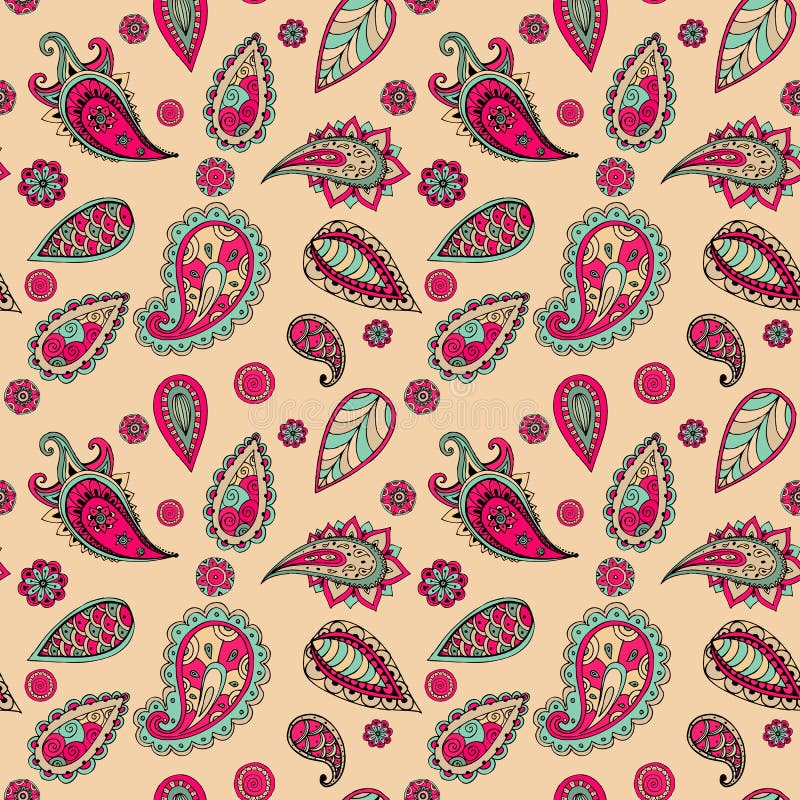 Beautiful Vintage Seamless Pattern in Indian Style Stock Vector ...