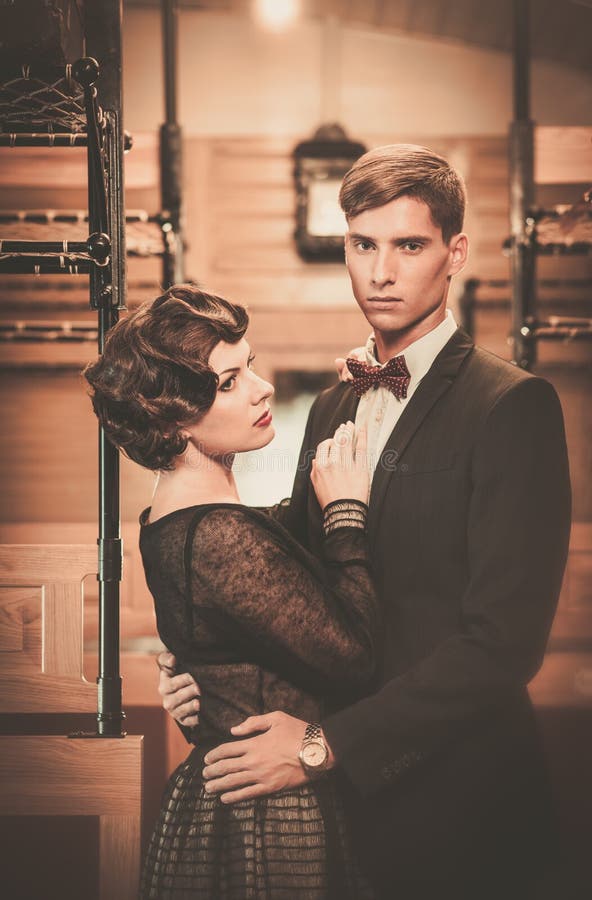 Beautiful Vintage Style Couple Stock Image - Image of railway, adult ...