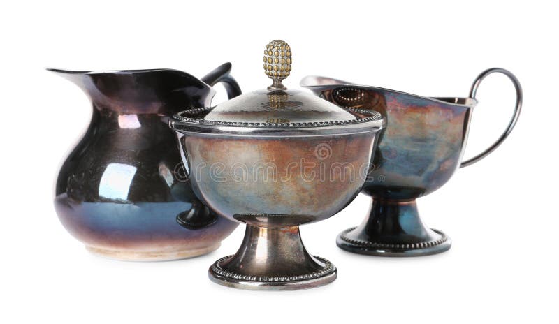 Beautiful Vintage Tea Set on White Background Stock Image - Image of ...