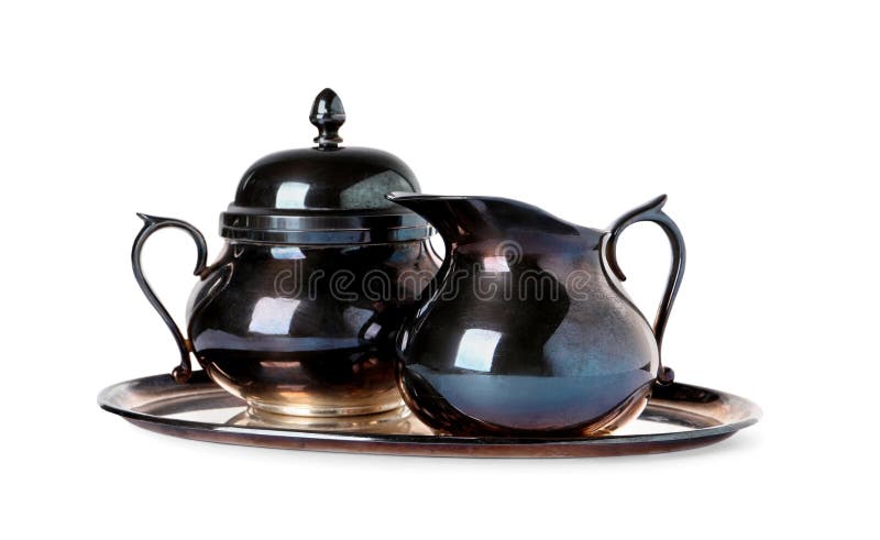 Beautiful Vintage Tea Set on White Background Stock Photo - Image of ...