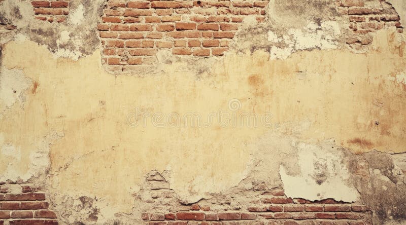 A Beautiful Vintage Textured Brick and Plaster Wall that Features a ...