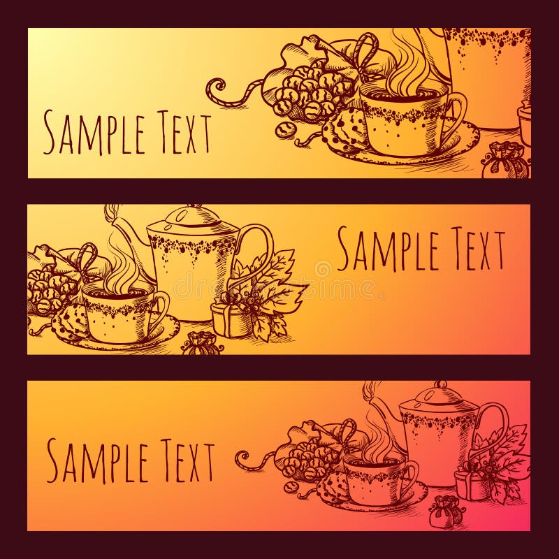 Beautiful Vintage Vector Banner with Tea Stock Vector - Illustration of ...