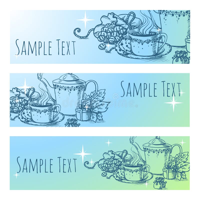 Beautiful Vintage Vector Banner with Tea Stock Vector - Illustration of ...