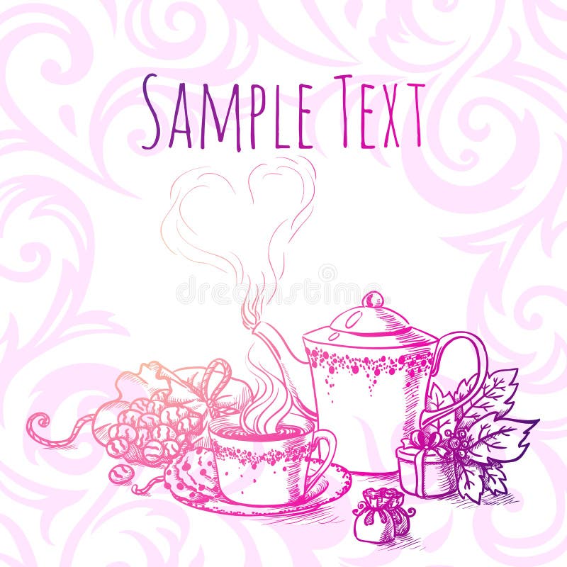 Beautiful Vintage Vector Banner with Tea Stock Vector - Illustration of ...