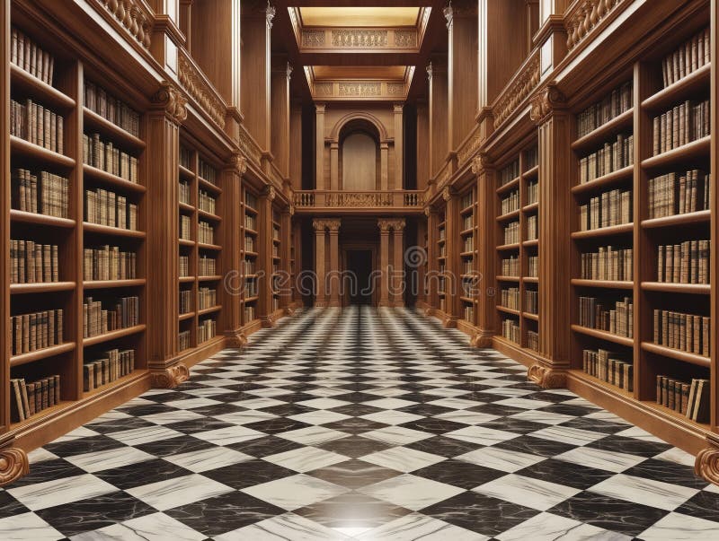 Beautiful Vintage Wooden Library Interior Stock Photo - Image of wall ...