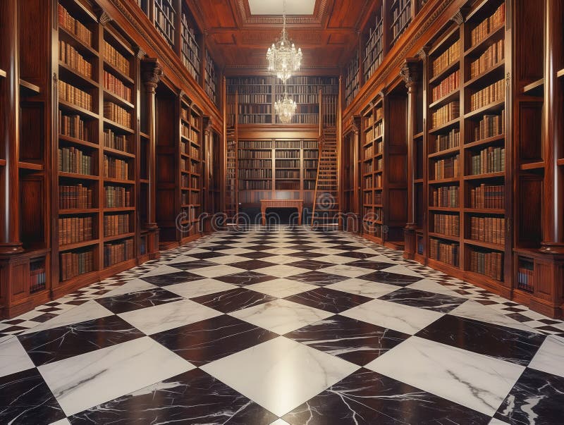 Beautiful Vintage Wooden Library Interior Stock Image - Image of retro ...