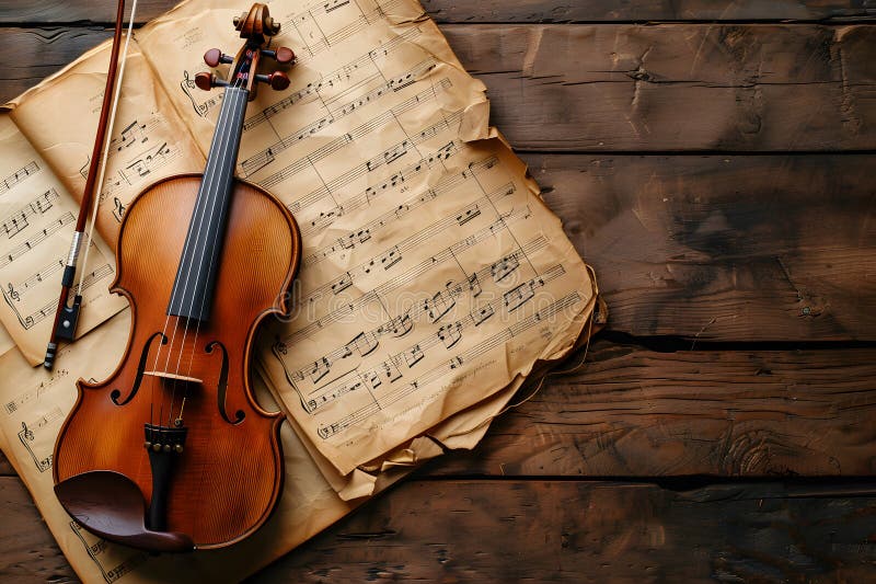 Beautiful Violin on Sheet Music Stock Photo - Image of wooden, musician ...