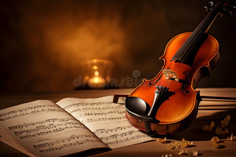Beautiful Violin on Sheet Music Stock Image - Image of romantic ...