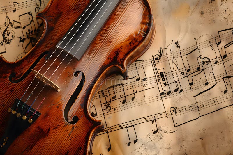 Beautiful Violin on Sheet Music Stock Photo - Image of instrument ...