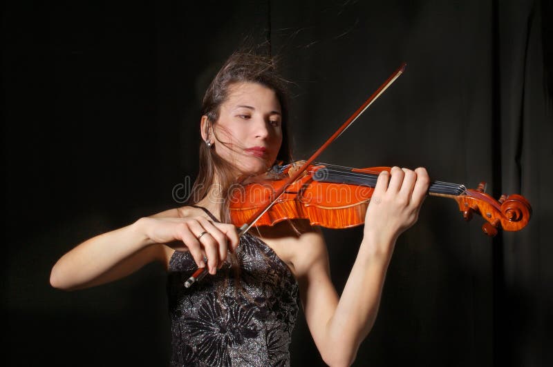 Beautiful violinist stock image. Image of isolated, curtain - 8142281