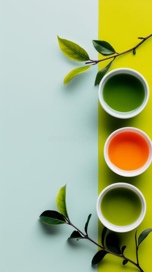 Beautiful Visual Composition of Teacups without Handles on a Light ...