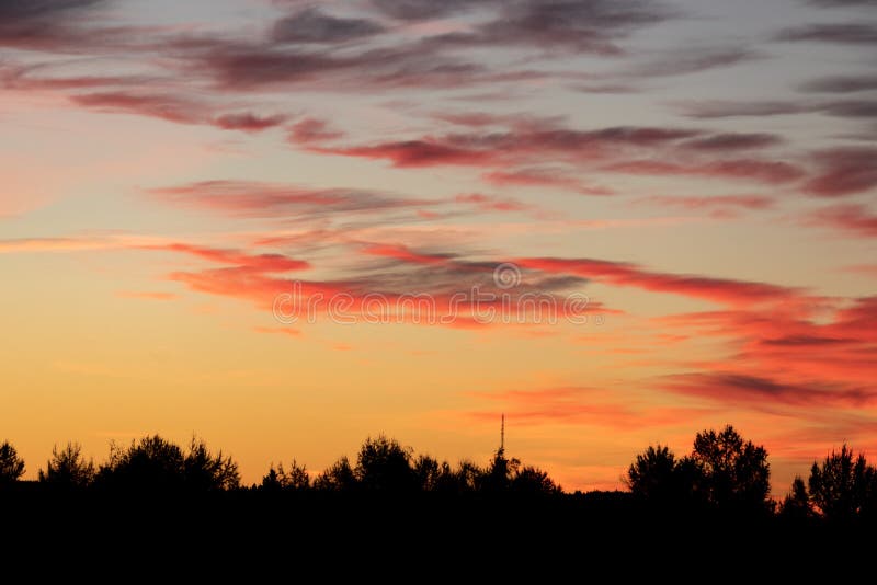 Beautiful Vivid Color Sunset Clouds after Sunset Stock Photo - Image of ...