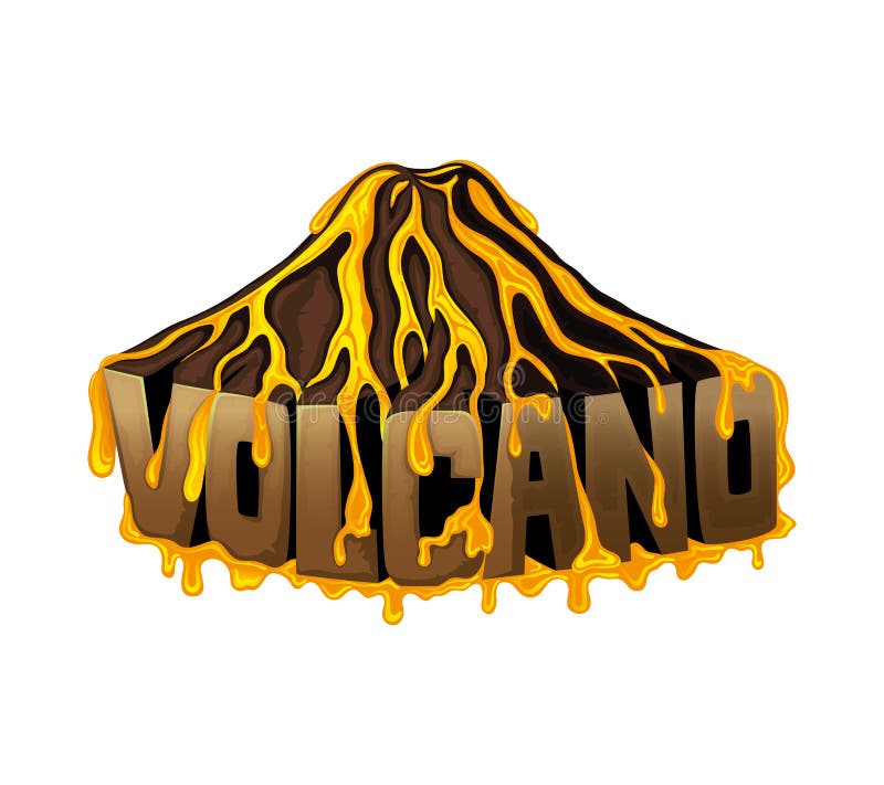 Beautiful volcano sign. stock vector. Illustration of drawing - 98084685