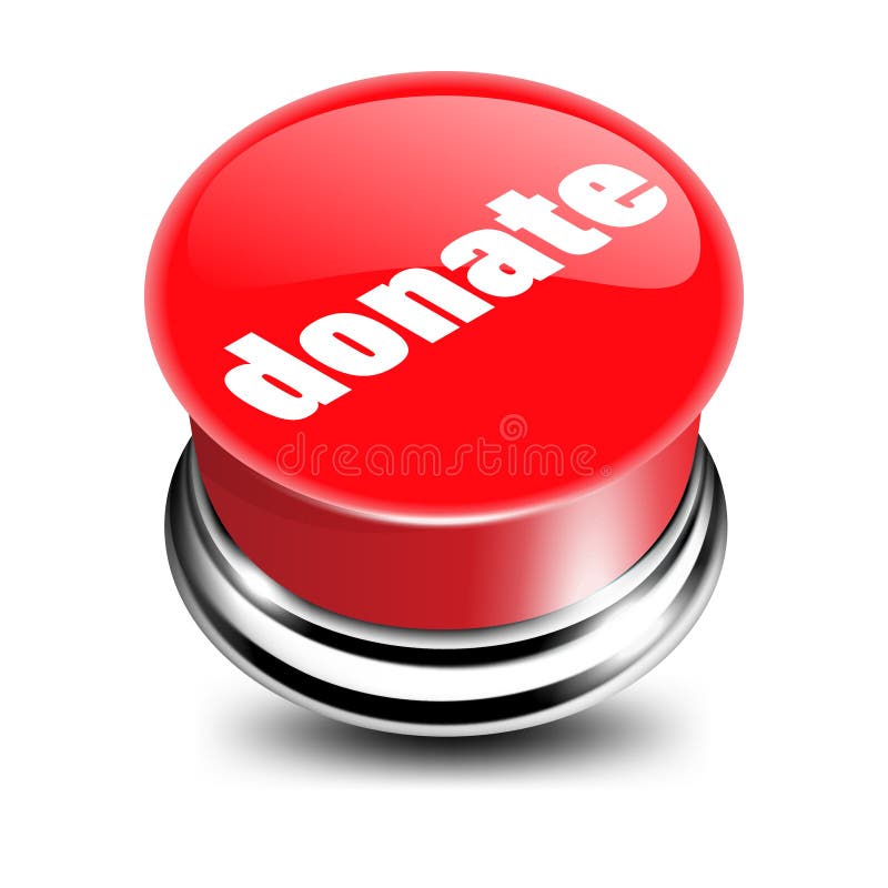 Beautiful Volumetric Donation Button, 3d Red Glossy Metal Icon, Vector ...